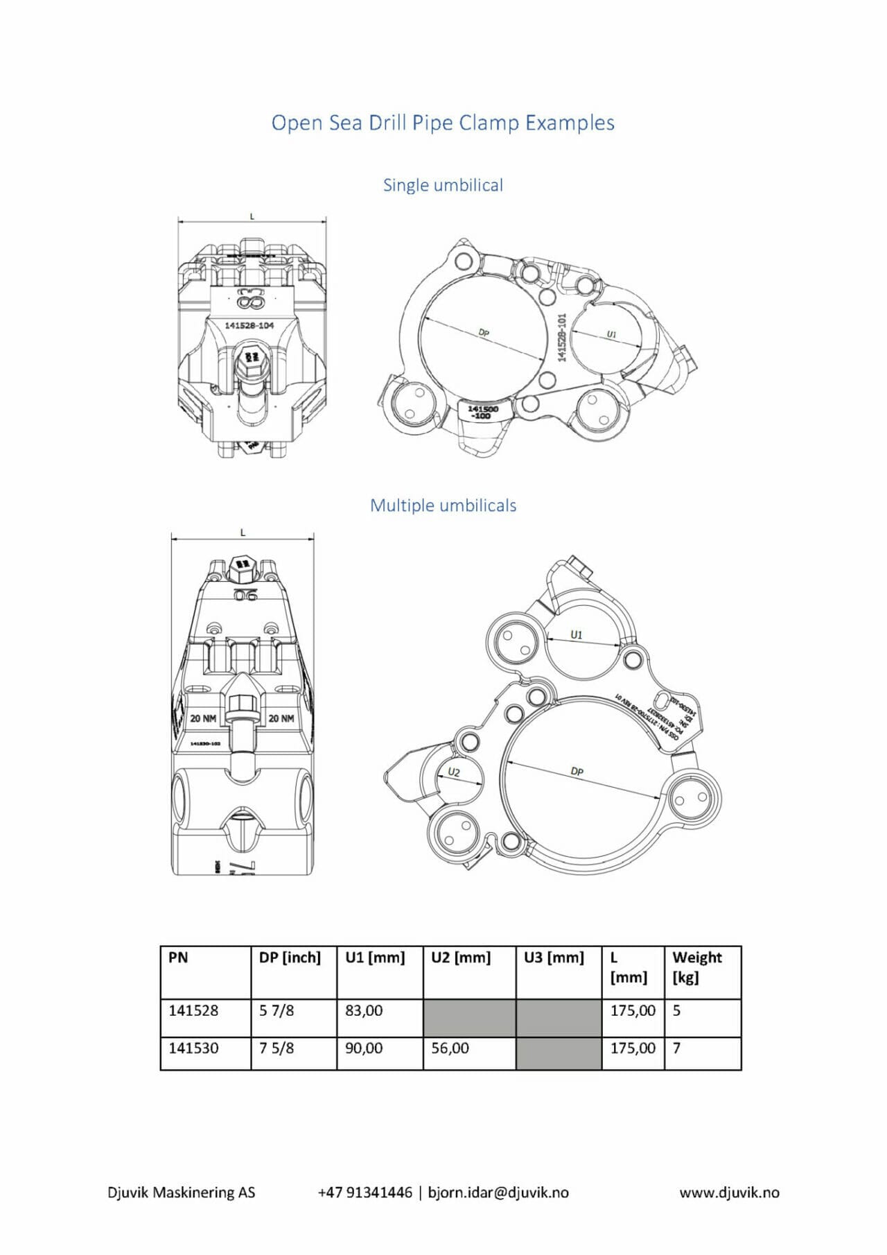 Open Sea Drillpipe Clamps - Djuvik